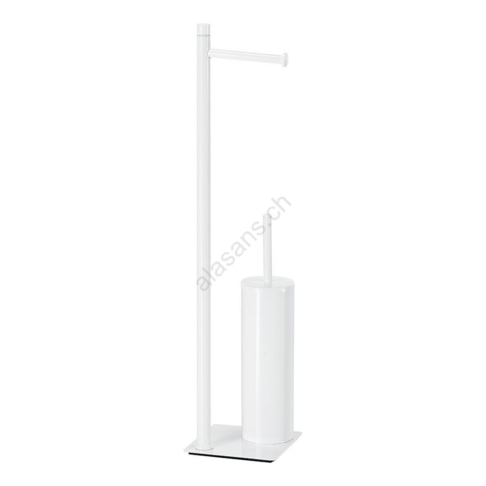 Gedy - Brosse WC sur pied avec porte-rouleau TRILLY blanc mat | Alasans