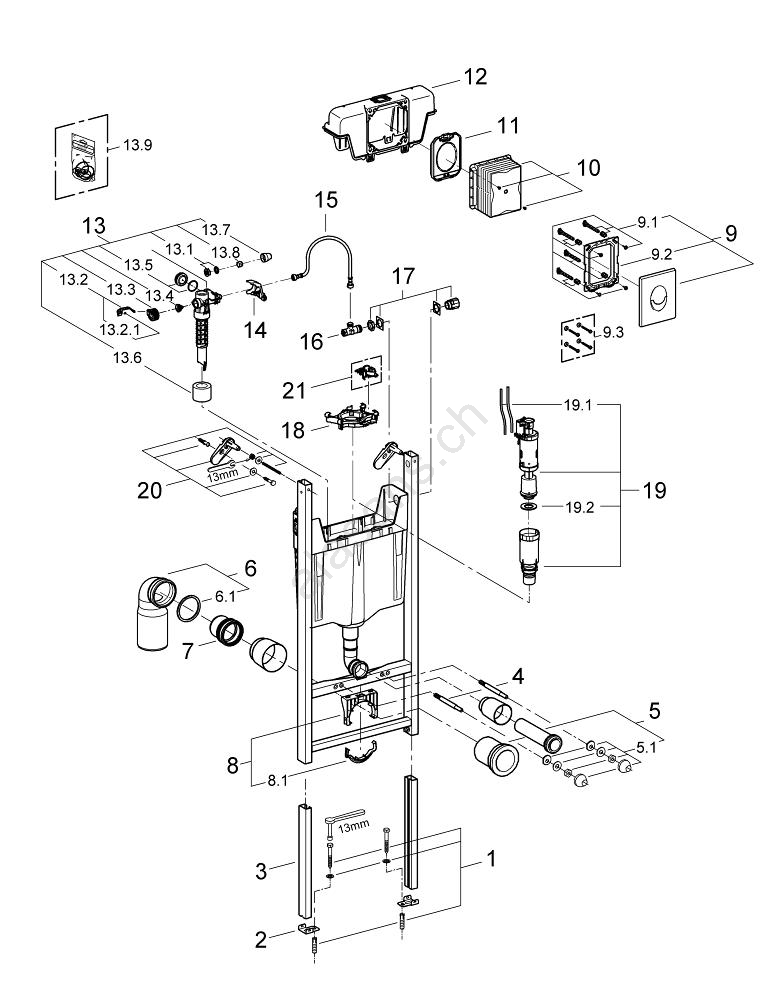 GROHE 3855800M - Raccord mural RAPID SL 130-230 mm chrome brillant ...