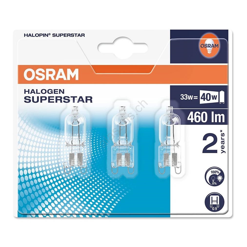 SET 3x Halogenlampe HALOPIN G9/33W/230V 2700K - Osram | Alasans