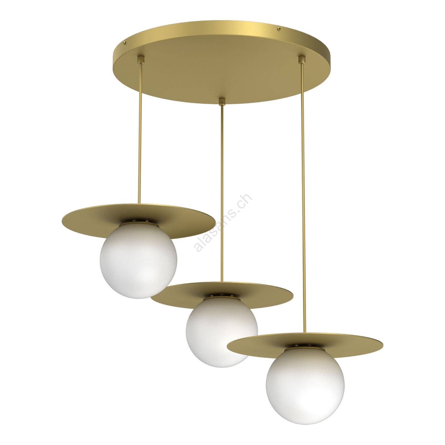 Suspension sur câble FLAT 3xE27/15W/230V dorée | Alasans