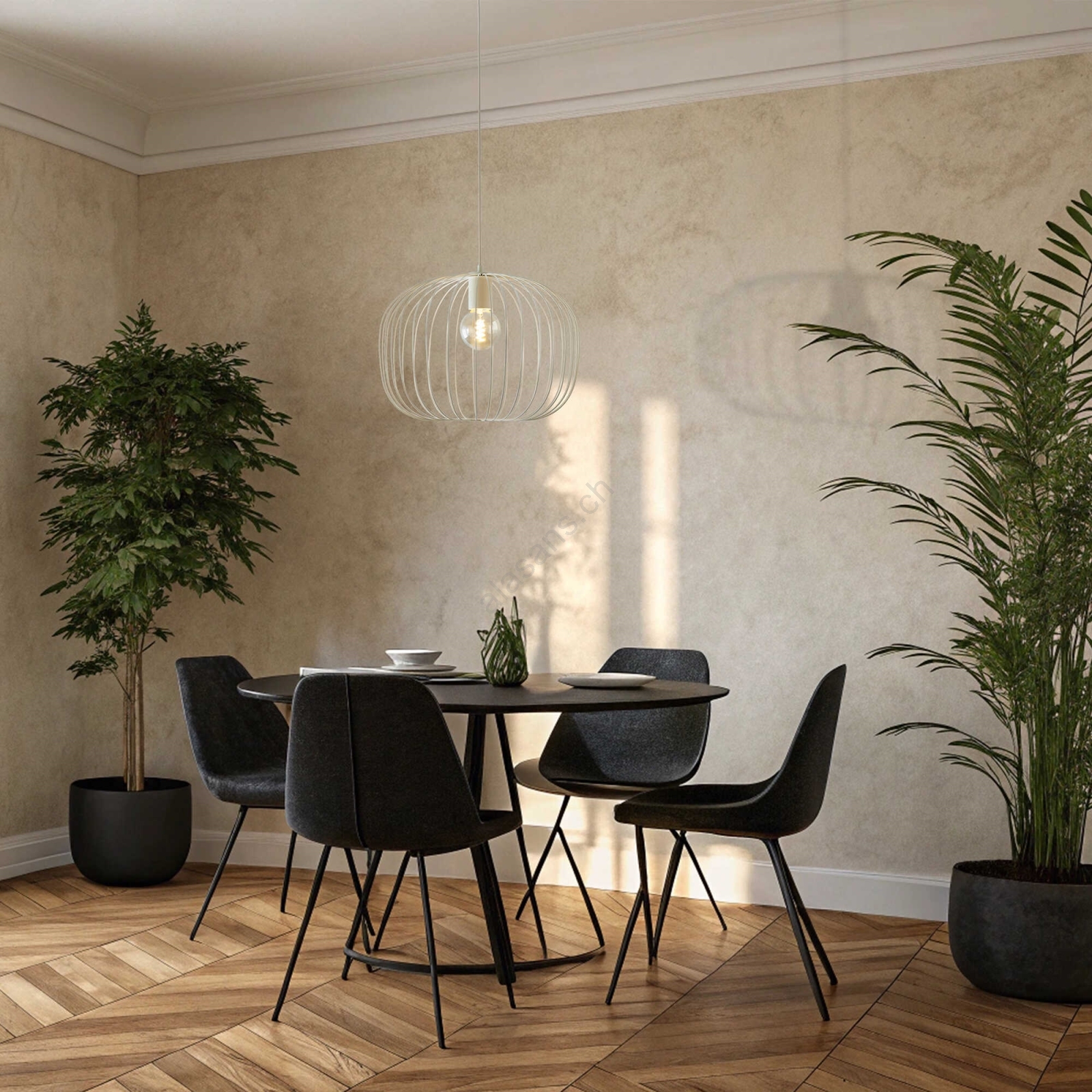 Suspension sur câble OVELLA 1xE27/15W/230V Ø 46 cm crème | Alasans