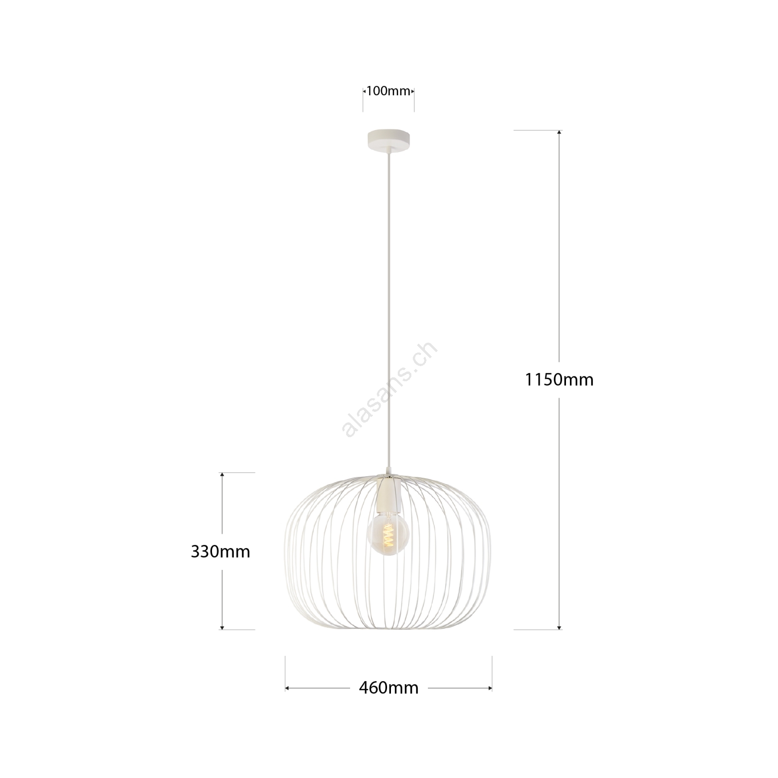 Suspension sur câble OVELLA 1xE27/15W/230V Ø 46 cm crème | Alasans
